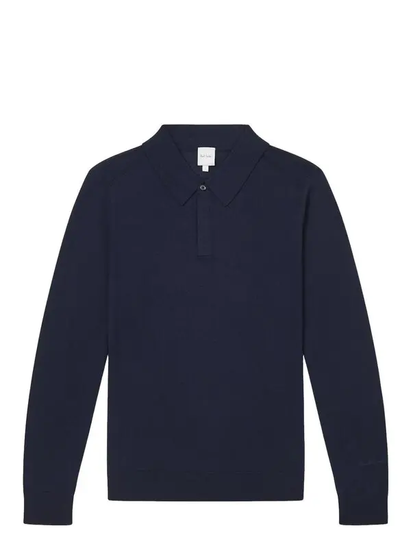 Paul Smith Merino Wool Polo Shirt - Blue