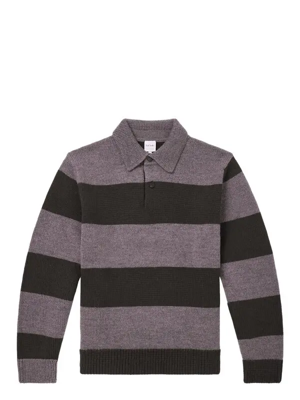 Paul Smith Striped Wool Polo Sweater - Purple