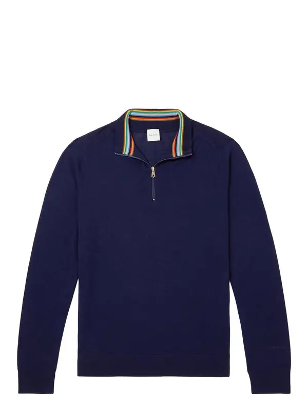 Paul Smith Merino Wool Half-zip Sweater - Blue