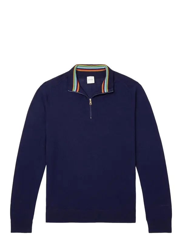 Paul Smith Merino Wool Half-zip Sweater - Blue