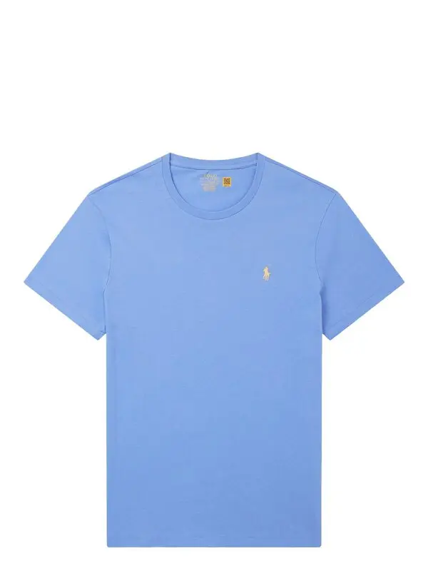 Polo Ralph Lauren Logo-embroidered Cotton-jersey T-shirt - Blue