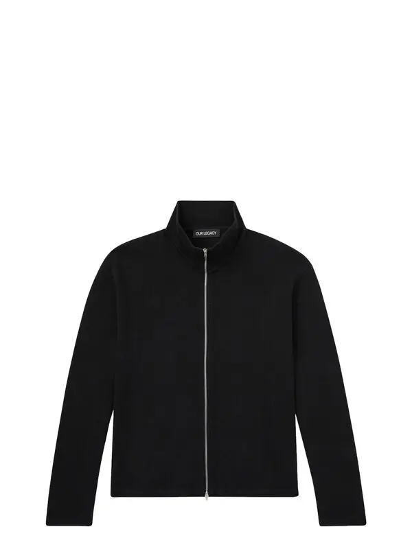 Our Legacy Cropped Cotton-jersey Zip-up Sweatshirt - Black