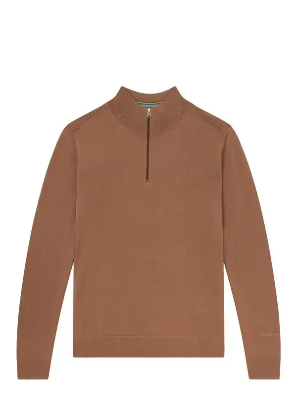 Paul Smith Merino Wool Half-zip Sweater - Brown