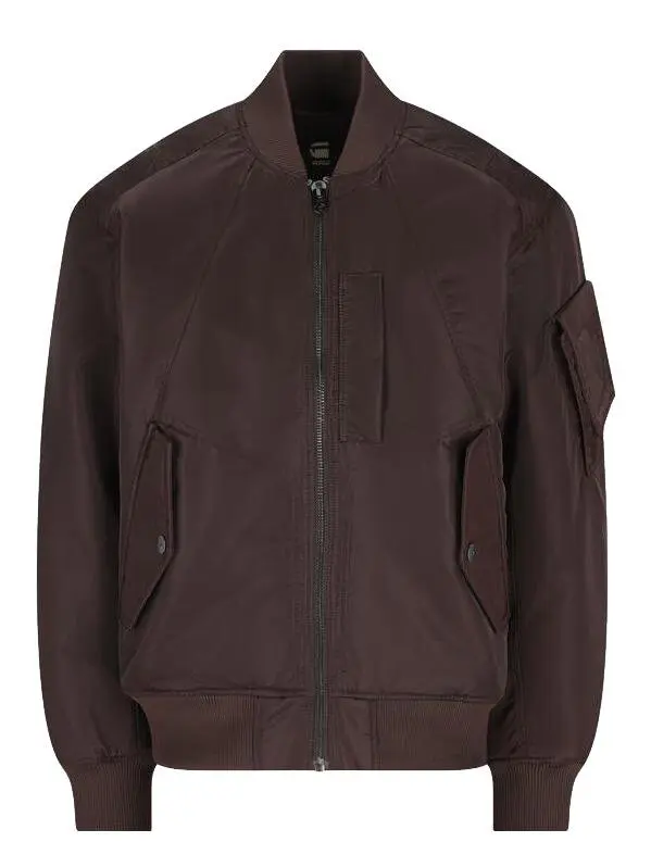 G-star Raw Jacket With Ribbed Collar And Snap Closure Pockets - Ganache