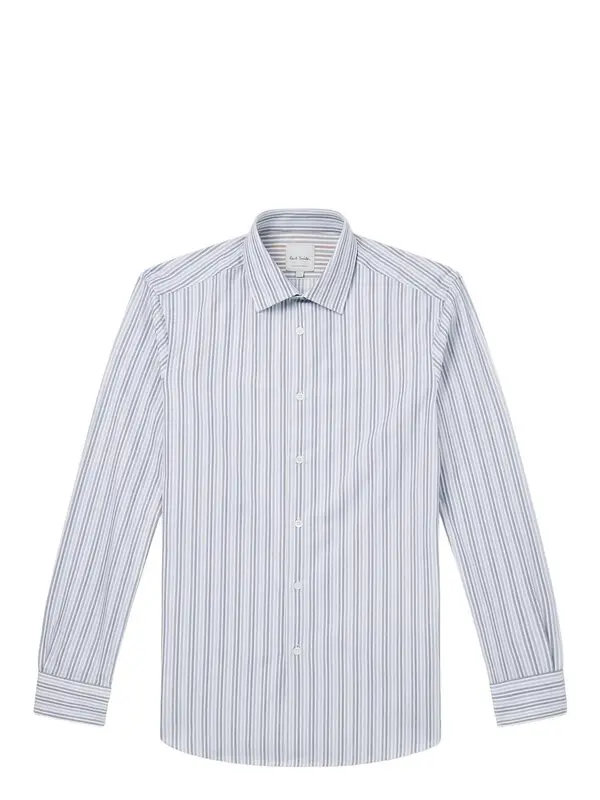 Paul Smith Slim-fit Striped Cotton-poplin Shirt - Blue
