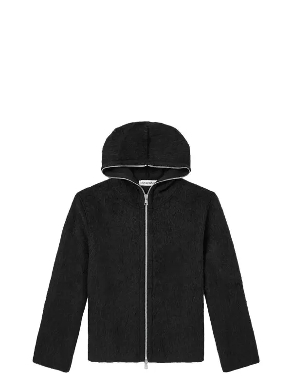 Our Legacy Brushed-knit Zip-up Hoodie - Black