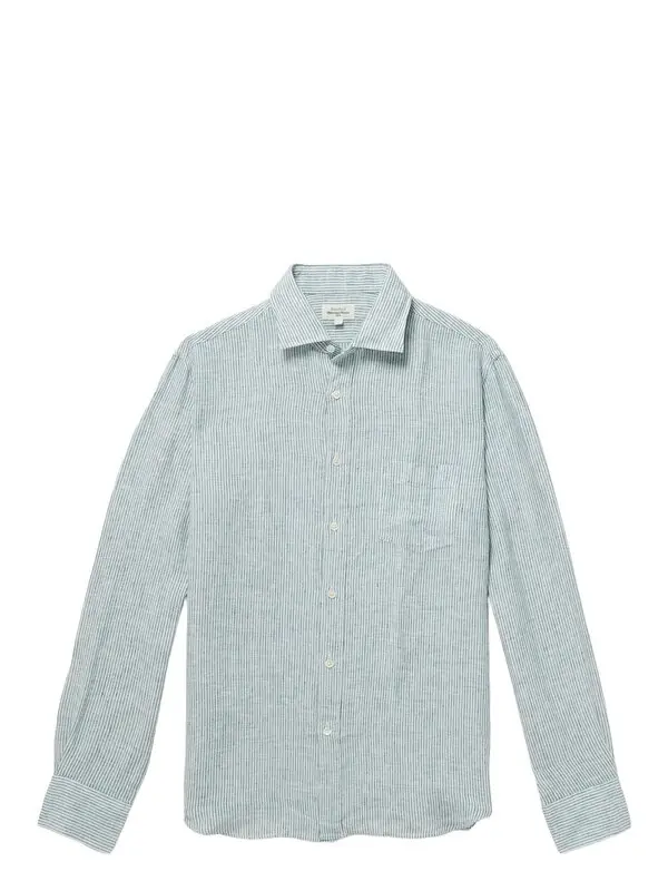 Hartford Paul Striped Linen Shirt - Green