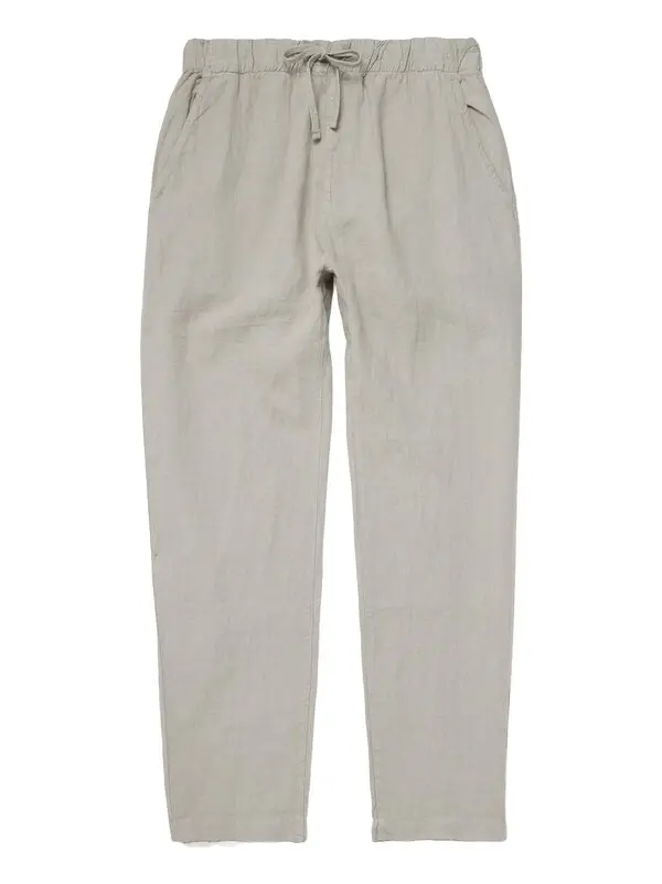 Hartford Joggy Tapered Linen Trousers - Gray