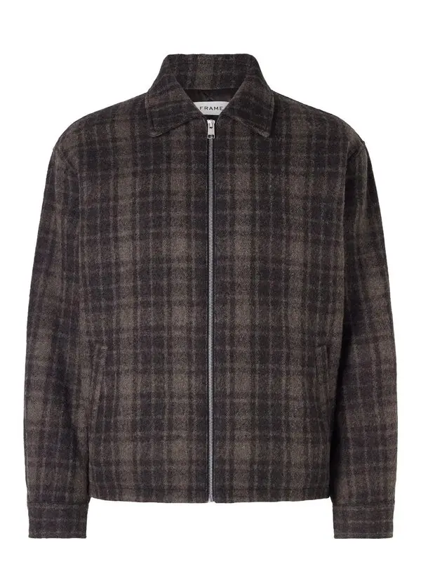 FRAME Padded Checked Virgin Wool-tweed Blouson Jacket - Brown