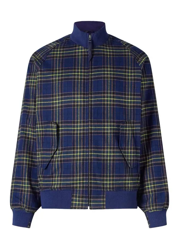 Golden Bear Raleigh Checked Cotton Bomber Jacket - Blue