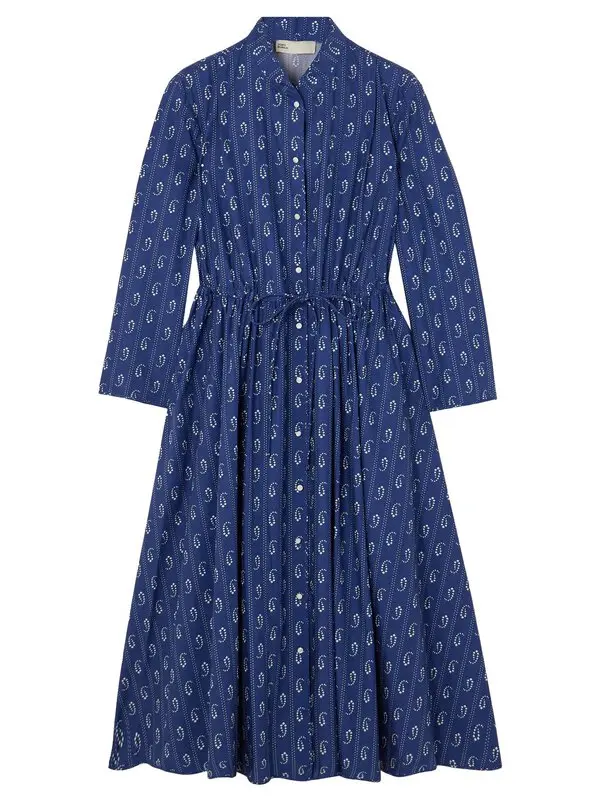 Tory Burch Printed Cotton Midi Shirt Dress - Blue