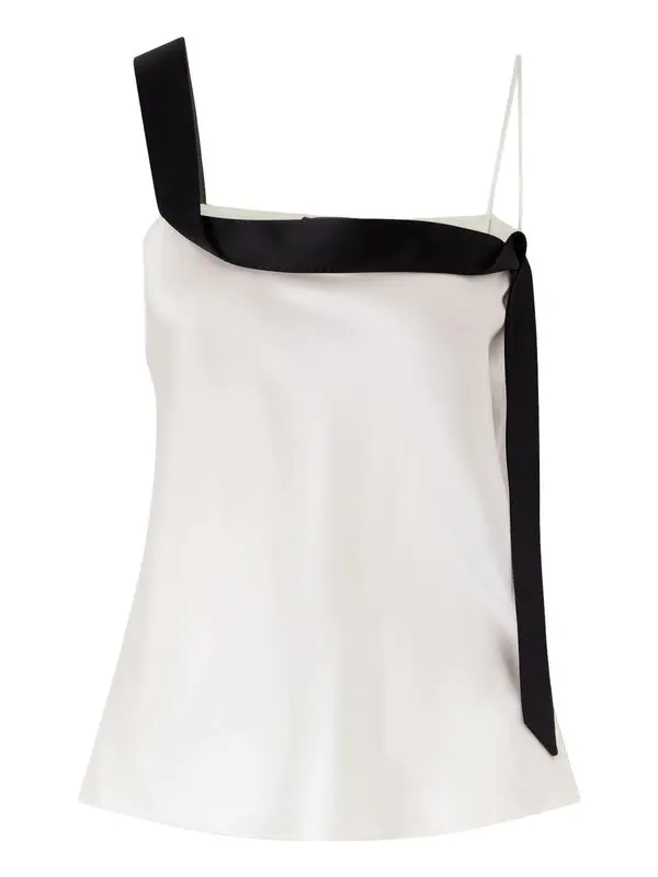 TOM FORD Asymmetric Draped Two-tone Silk-satin Camisole - Black