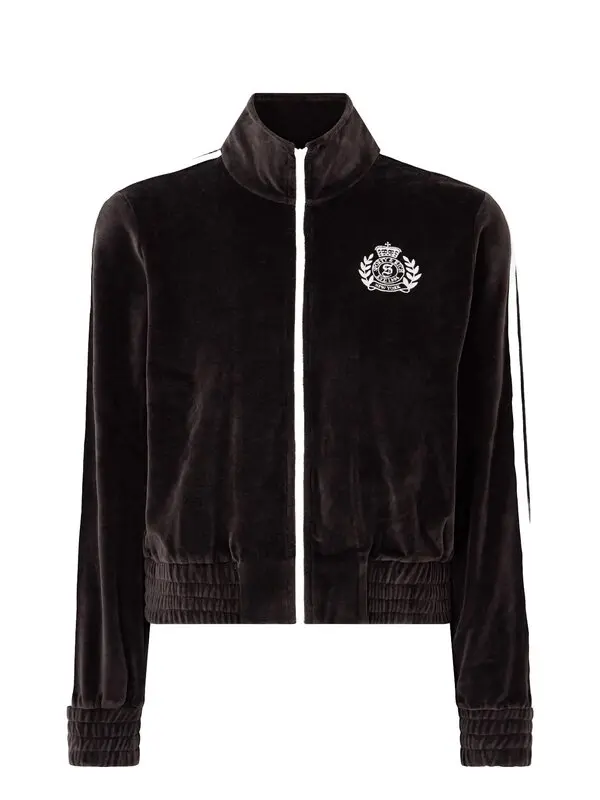 SPORTY & RICH Elio Cotton-velour Track Jacket - Brown