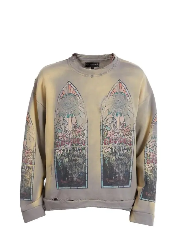 WHO DECIDES WAR BY EV BRAVADO Faded Crewneck Sweatshirt Vintage - Grey