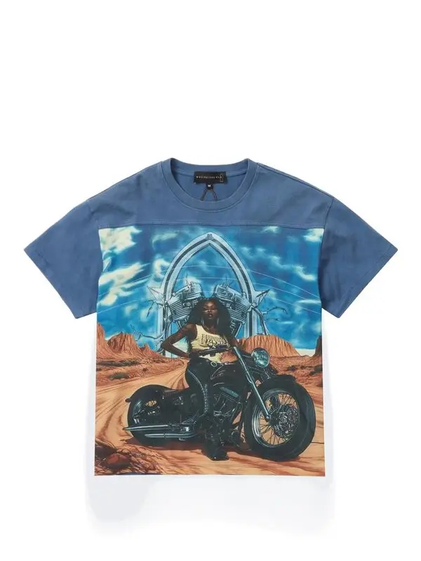 WHO DECIDES WAR BY EV BRAVADO Biker Jersey Tee Vintage - Grey