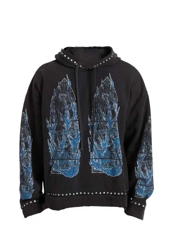 WHO DECIDES WAR BY EV BRAVADO Flame Glass Hooded Pullover - Black
