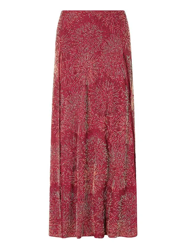 Rabanne Embellished Crepe Maxi Skirt - Red