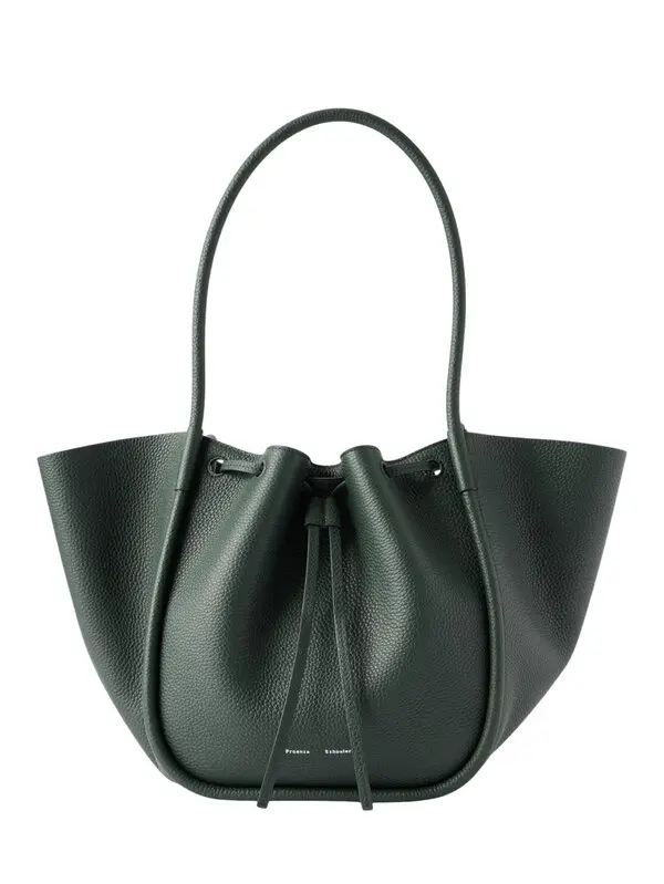Proenza Schouler Large Ruched Textured-leather Tote - Green