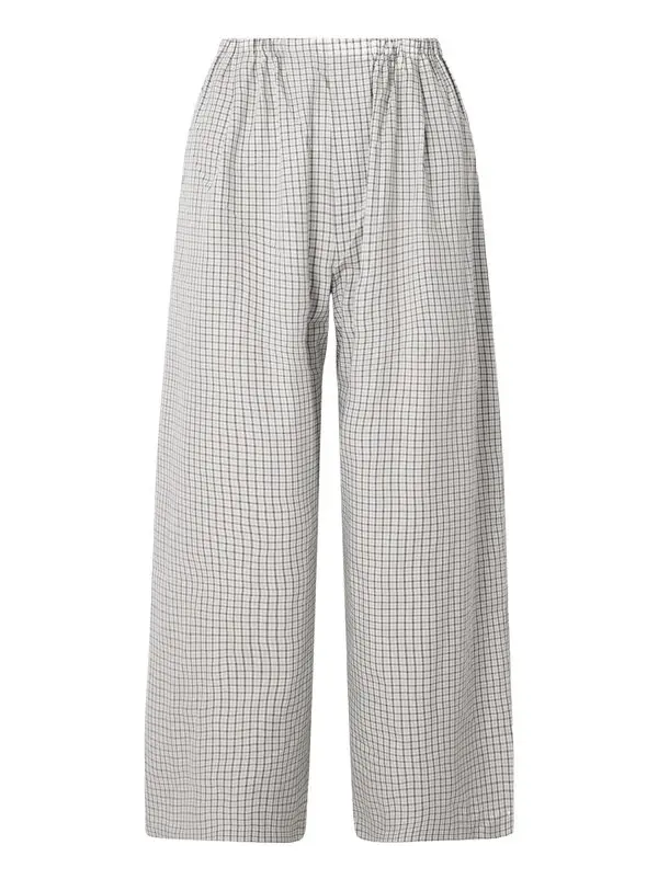 Proenza Schouler White Label Checked Cotton-poplin Wide-leg Trousers - Gray