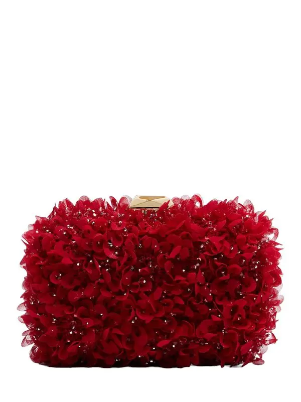 JIMMY CHOO Embellished Satin Clutch - Red