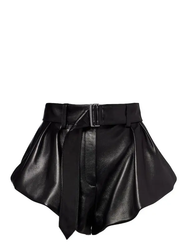 Magda Butrym Belted High-rise Leather Shorts - Black