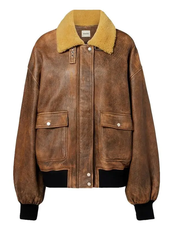 Khaite Sandor Shearling-trimmed Leather Jacket - Brown