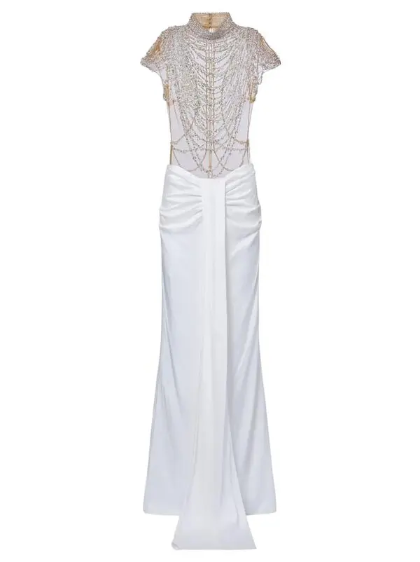 CLIO PEPPIATT Zsa Zsa Embellished Gown - White