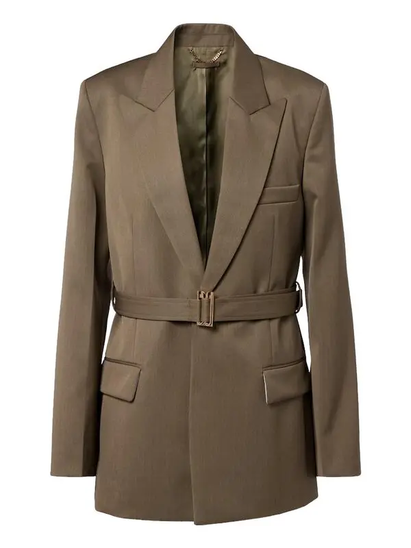 Victoria Beckham Belted Wool-blend Blazer - Green