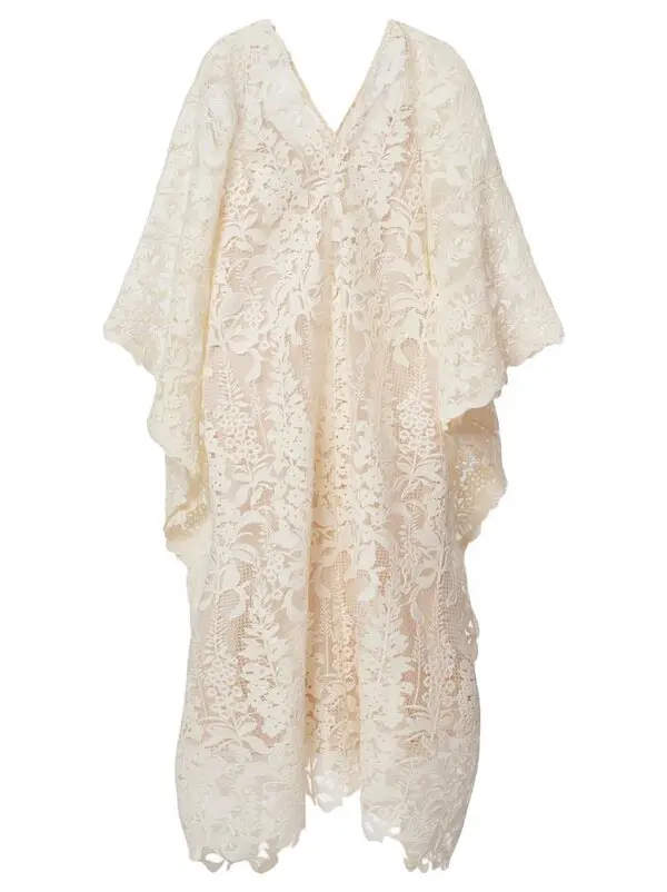 Oscar De La Renta Guipure Lace Kaftan - White