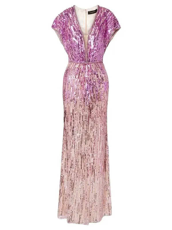 Jenny Packham Sequin Embellished Gown - Purple