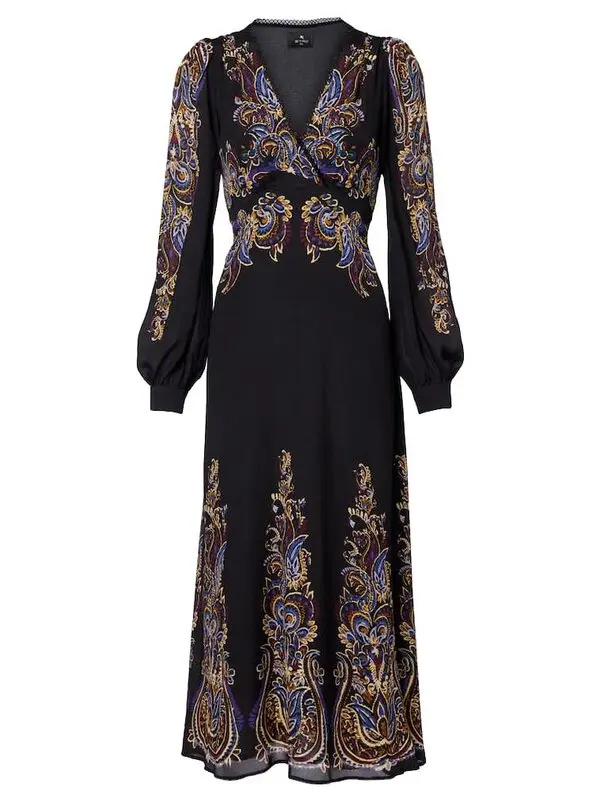 Etro Paisley Printed Midi Dress - Black