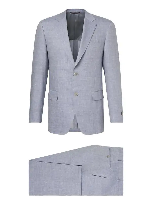 Canali Linen And Wool Suit - Blue