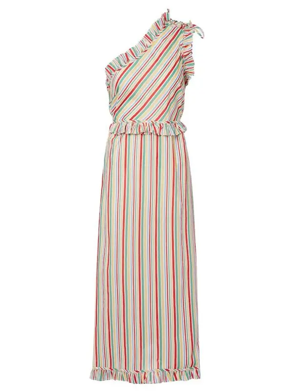 Rixo Arabelle Striped Cotton Midi Dress - Multicoloured