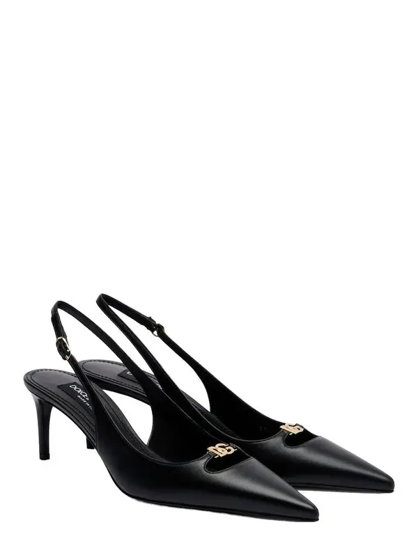 Dolce & Gabbana Lollo Dg 60 Leather Slingback Pumps - Black