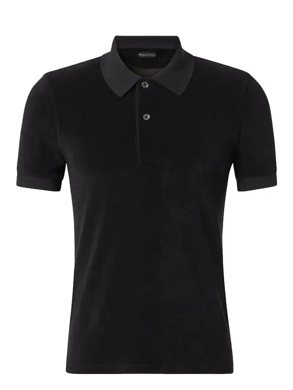TOM FORD Cotton-blend Terry Polo Shirt - Black