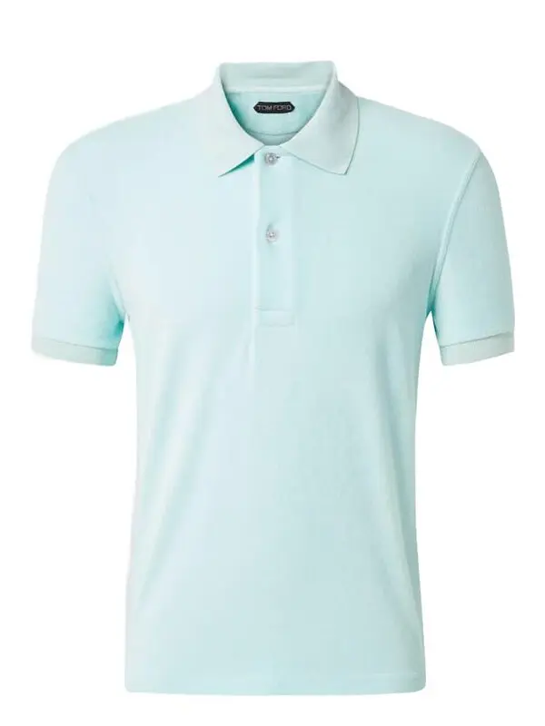 TOM FORD Cotton-blend Terry Polo Shirt - Blue
