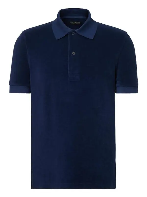 TOM FORD Cotton-blend Terry Polo Shirt - Blue