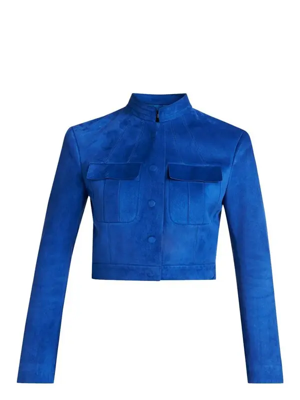 TOM FORD Lamb Suede Crop Jacket - Royal Blue
