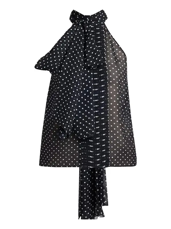 TOM FORD Polka-dot Chiffon Neck-tie Sleeveless Blouse - Black