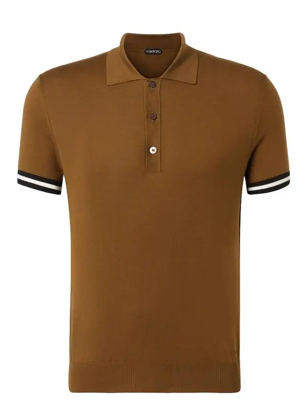 TOM FORD Cotton And Silk Polo Shirt - Brown