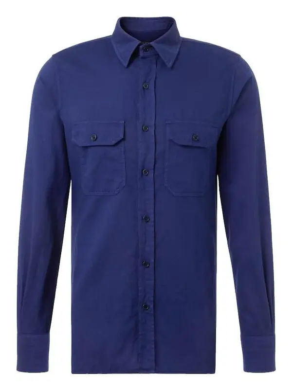 TOM FORD Cotton And Linen Drill Shirt - Blue