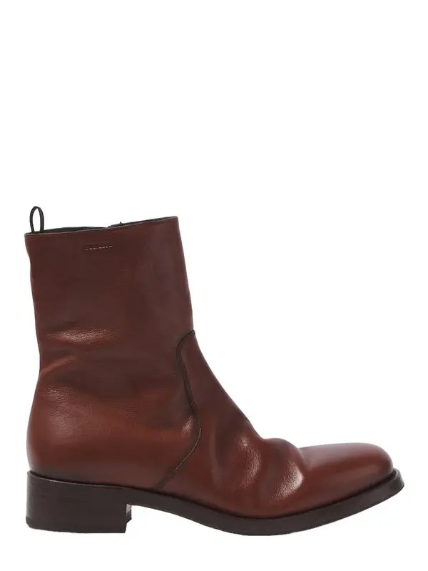 Prada Leather Ankle Boots - Brown