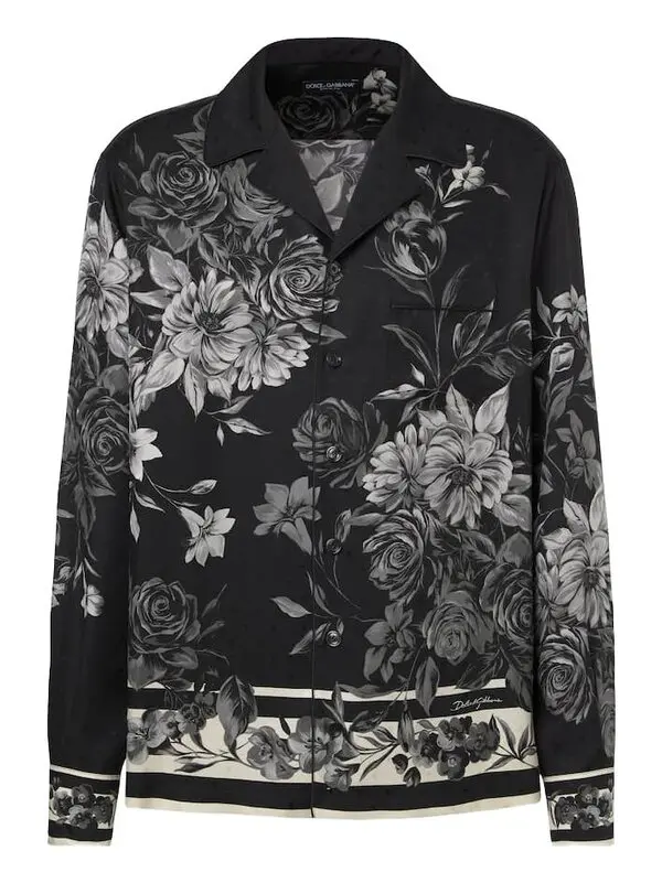 Dolce & Gabbana Floral Polka-dot Silk Shirt - Black