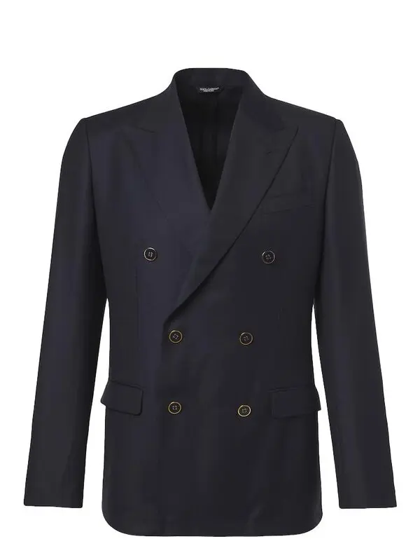 Dolce & Gabbana Double-breasted Virgin Wool Blazer - Black