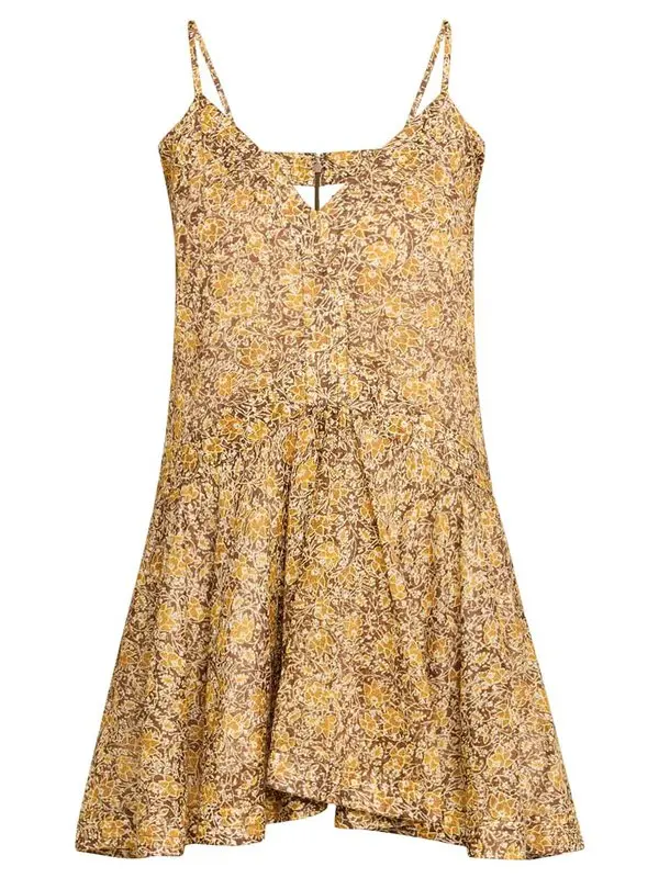 Isabel Marant Danielle Floral Print Mini Dress - Khaki