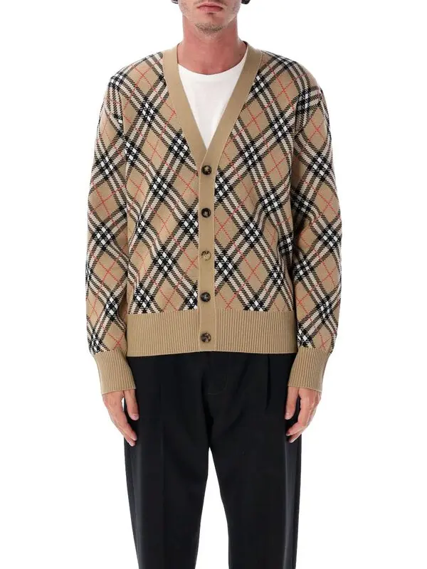 Burberry Check Wool Cardigan - Sand/sand Ip Check