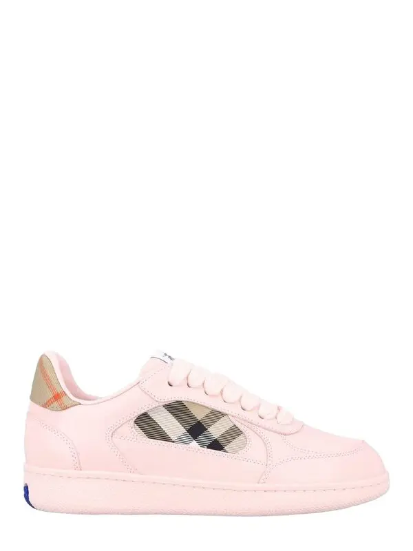 Burberry Leather And Check Terrace Sneakers - Flora/ Sand Ip Chk