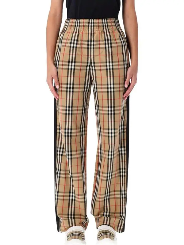 Burberry Wide-leg Check Trousers - Archive Beige Ip Chk