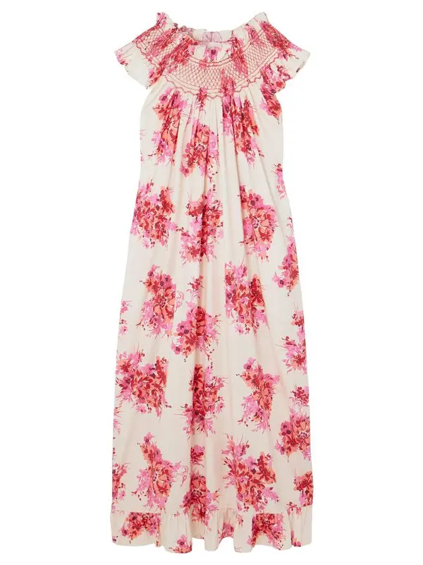 Loretta Caponi Delfina Floral-print Cotton Maxi Dress - Pink