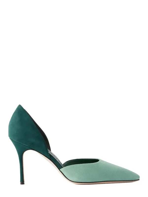 Manolo Blahnik Taylerbinu 90 Two-tone Suede Pumps - Green